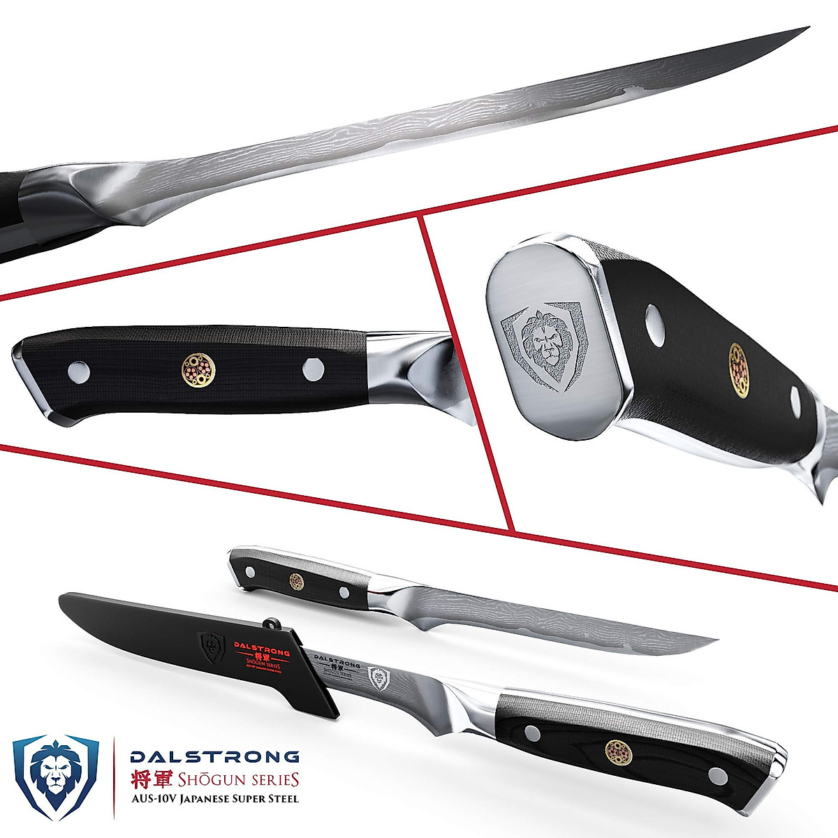 Dalstrong Shogun Series 12" Slicing & Carving Knife - Granton Edge Bundled with the Shogun Series 6" Boning Knife - Japanese AUS-10V - BBQ Knife Bundle