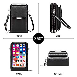 KUKOO Small Crossbody Phone Bags for Women Touch Screen Purse Wallet Mini Shoulder Handbag with Credit Card Slots