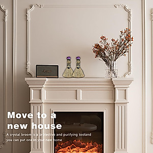 Ykendz Witch Broom Halloween Crystal Witch Wiccan Altar Broom, Magic Broom Witchcraft Witches Pagan Altar Decor, Handmade Ritual Magic Ceremonial (Amethyst)