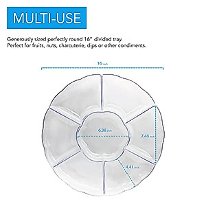 Party Essentials NW16721 Heavy Duty Plastic Round 7-Sectional Tray, 16" Diameter, Crystal Clear (Case of 6)
