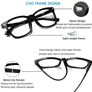 Henotin 4-Pack Blue Light Blocking Reading Glasses Women Men,Spring Hinge Computer Readers,Anti UV Ray Square Nerd Eyeglasses (Mixed Color, 1.25)