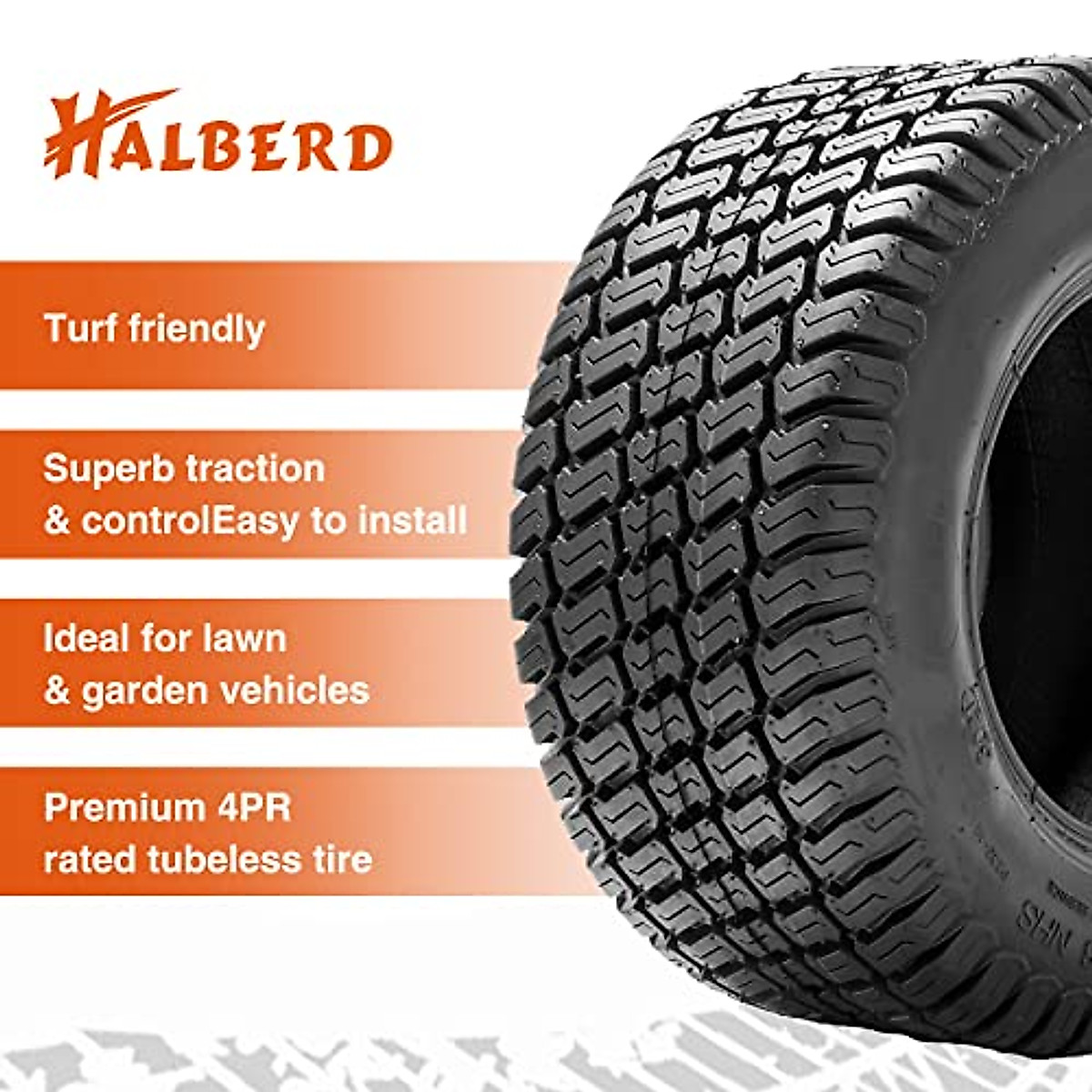 HALBERD 2 PCS 15x6.00-6 Lawn Mower Tires 4PR Turf Saver Lawn & Garden Tires for Garden Tractor Riding Mower, Tubeless