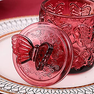RockTrend Relief Butterfly Coloured Glass Storage Jar Candy Dish Swab Box with Lid