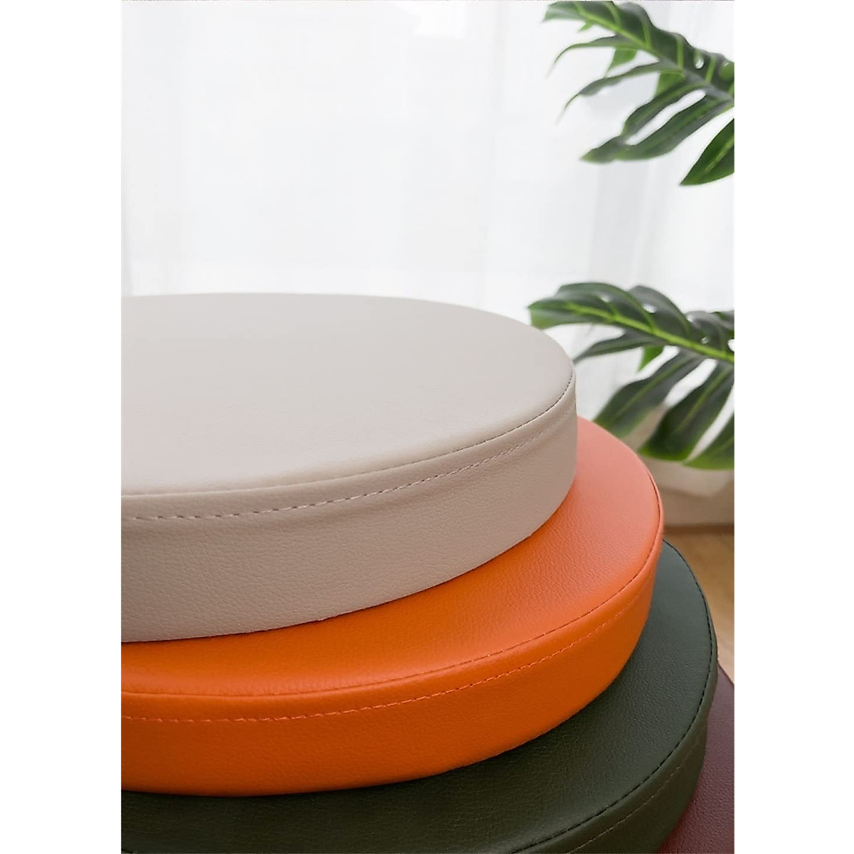 HAiHALA Breathable Leather Cushion - Round Kitchen Dining Chair Seat Cushion Chair Pad - High Stool Chair Cushion - Bar Chair Seat Pad Butt Pillow (Color : White, Size : 45 * 45 * 5cm)