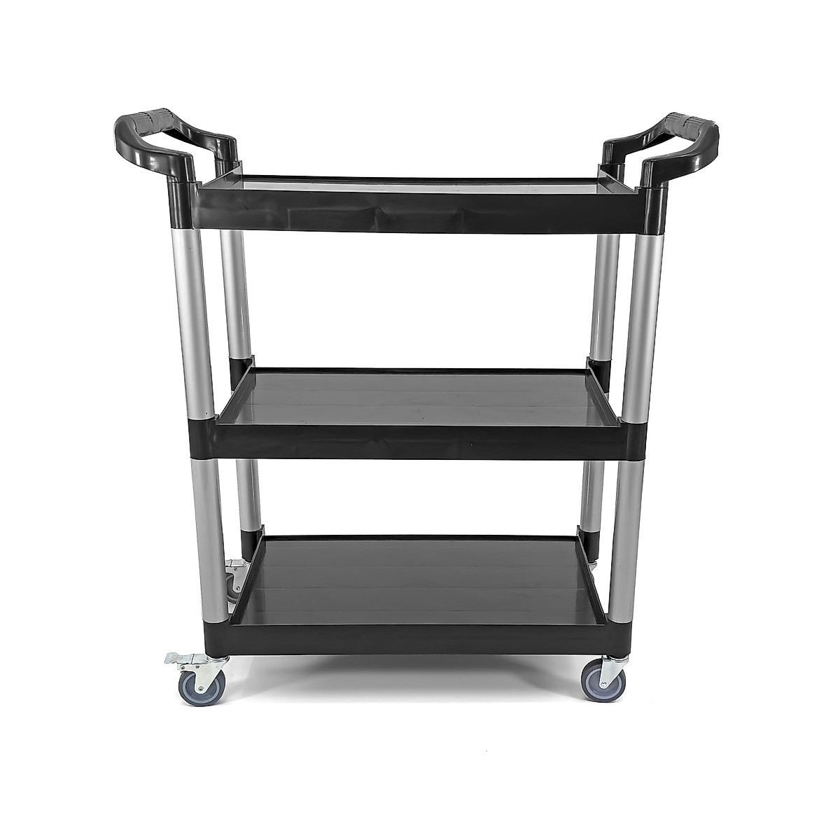 Commercial 3-Shelf Rolling Service Utility Cart | Capacity 450 lbs. | 37" x 33" x 16" | Black
