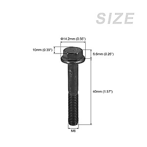 METALLIXITY Flanged Hex Head Bolts (M6x40mm) 5pcs, Hexagon Flange Bolt Half Thread Screw - for House Construction Hardware Fasteners