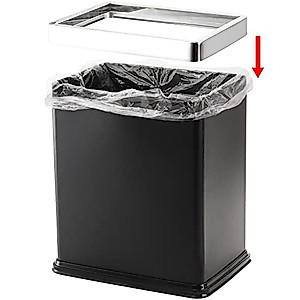 Coloch 9.5L Metal Trash Can with Removable Bag Holder, 2.5 Gallon Black Stainless Steel Garbage Container Bin Open Top Wastebasket for Bathroom, Kitchen, Office, Hotel, Home Use, 9 x 6.2X 10 Inch