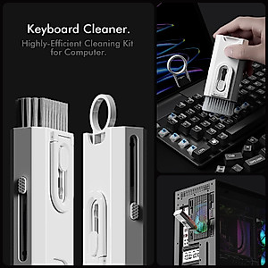 Aijeff Cleaner Kit for Airpod, Phone Cleaning Kit, Screen Cleaner with Spray and Microfiber Cloth, Multifunctional Keyboard Cleaner kit for Laptop, Earphone, Smartphone, Tablet-White