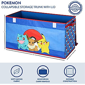 Idea Nuova Pokemon Collapsible Toy Storage Trunk, Durable with Soft Lid, 28.5"x14.5"x16"