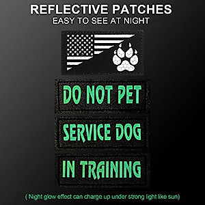 8 Pieces Service Dog Vest Patches Reflective Dog Patches in Training Dog Patches Do Not Pet and Dog Paw Patches Flag Removable Tactical Dog Harness Patches (Classic Patterns,4.3 x 1.6 Inch)