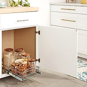 Knape & Vogt RS-MUB-11-FN 5 in. H x 12 in. W x 20 in. D Multi-Use Pull-Out Basket Cabinet Organizer in Silver