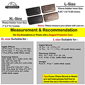Topstache X-Large Leather Phone Holster,Flip Cell Phone Case with Belt Clip for S23 Ultra S23 Plus,Leather Case for iPhone 14 Pro Max,Universal Smartphone Leather Sheath for Phone with Protective Case