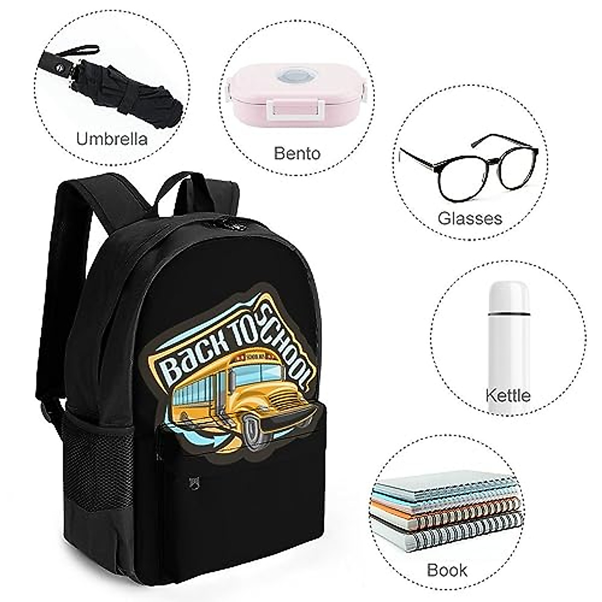 School Bus Back to School Laptop Backpack for Men Women Shoulder Bag Business Work Bag Travel Casual Daypacks