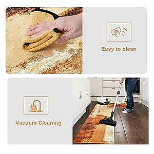 KIMDOE Boho Kitchen Rugs and Mats 2PCS Cushioned Anti Fatigue Kitchen Mat Non-Skid Waterproof Kitchen Runner Rug Ergonomic Comfort Standing Mat for Home Decor,Floors,Office,Laundry,Abstract Orange