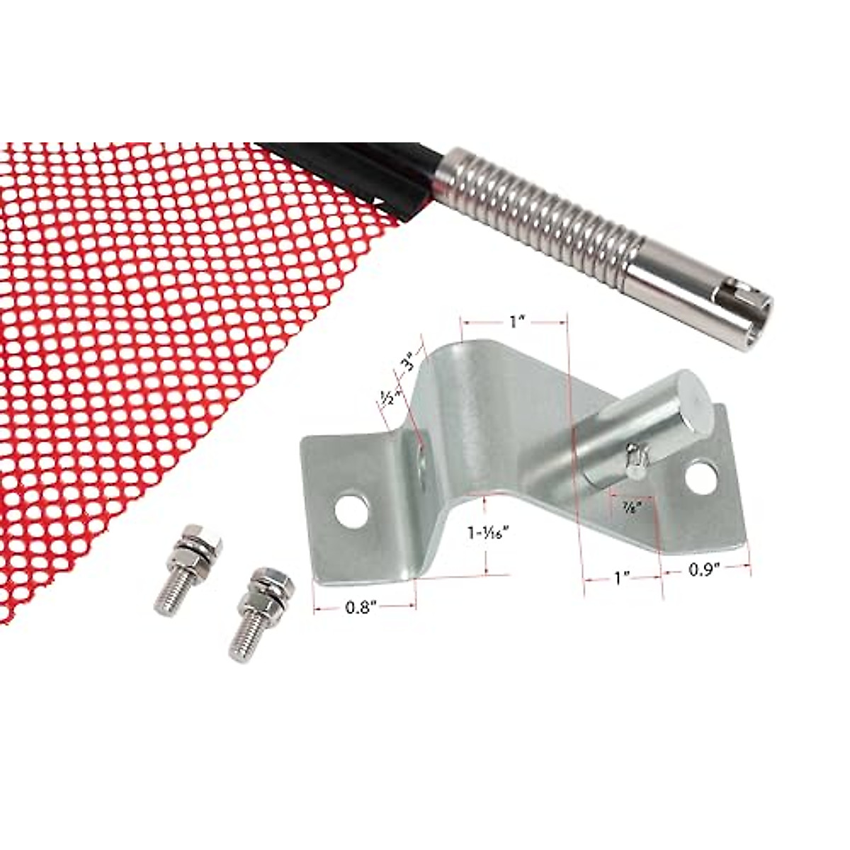 Mytee Products EZ Mount Warning Flag Red 18" x 18" Mesh Safety Flag DOT Compliant | Spring Loaded Quick n Easy Disconnect - 2 Pack