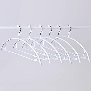 SYNHOZZ 16.5 Inch White Sweater Hangers no Shoulder Bump No Mark Non-Slip Rubber Coated Contour Metal Hanger,PVC-Coating Metal Hangers for Pants,Sweater,Belts,T-Shirt Hangers(White, 10PACK)