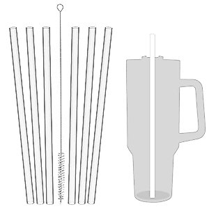 Straw Replacement 40 oz for Stanley Adventure Travel Tumbler, 6 Pack Reusable Straws Plastic Straws with Cleaning Brush Compatible with Stanley 40oz Stanley Cup