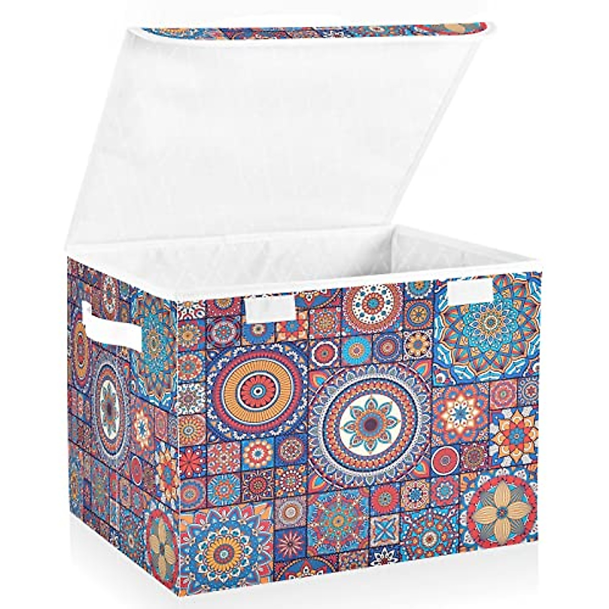 xigua Purple Mandala Native Storage Bins with Lids Foldable Large Cube Storage Boxes with Handles for Home Bedroom Closet Office (16.5x12.6x11.8 in)