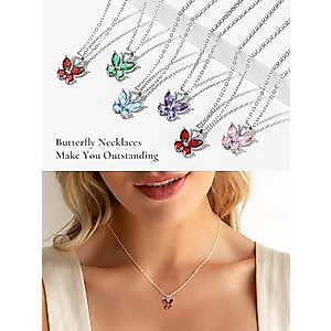 SILVERCUTE Light Blue Butterfly Pendant Necklace 925 Sterling Sterling Silver Cute Insect Animal Pendant & Chain for Women