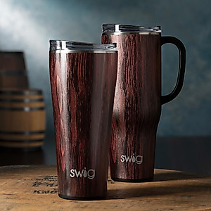Swig Life 40oz Mega Mug, 40 oz Tumbler with Handle and Straw, Cup Holder Friendly, Dishwasher Safe, Extra Large Insulated Tumbler, Stainless Steel (Bourbon Barrel)