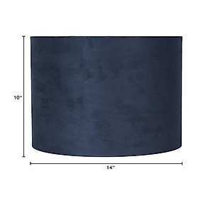 Urbanest Suede Classic Drum Lampshade, 14-inch by 14-inch by 10-inch, Navy Blue, Spider-Fitter