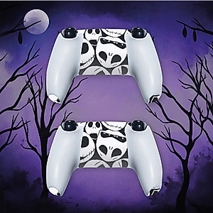 BelugaDesign PS5 Skulls Skin | Gothic Halloween Christmas Nightmare Vinyl Cover Wrap Sticker Full Set Console Controller | Compatible with Sony Playstation 5 (PS5 Regular Disc, White Black)