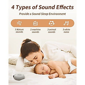OLOWN Portable White Noise Machine for Baby, Sleep Sound Machine with 12 Soothing Nature Lullaby Sounds, Sleep Therapy Machine with Night Light, Timer and Child-Lock, USB Rechargeable