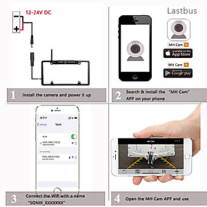 License Plate Wireless Backup Camera, 2.4Ghz WiFi Rear View Camera, LASTBUS 170° View Angle Universal IP69 Waterproof Car Camera for Car Truck SUV Pickup Trailer Van Camper