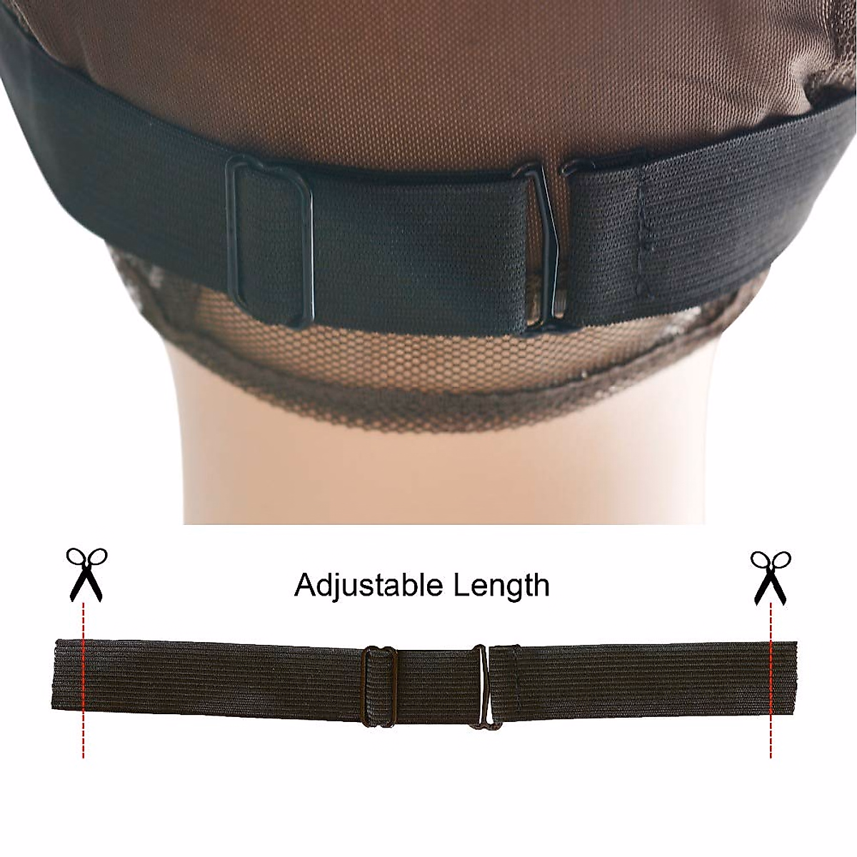 5Pcs Black Elastic Bands Adjustable Wig Band Sewing Wigs Making Tools for Making Wig Cap Accessories (2.5cm)