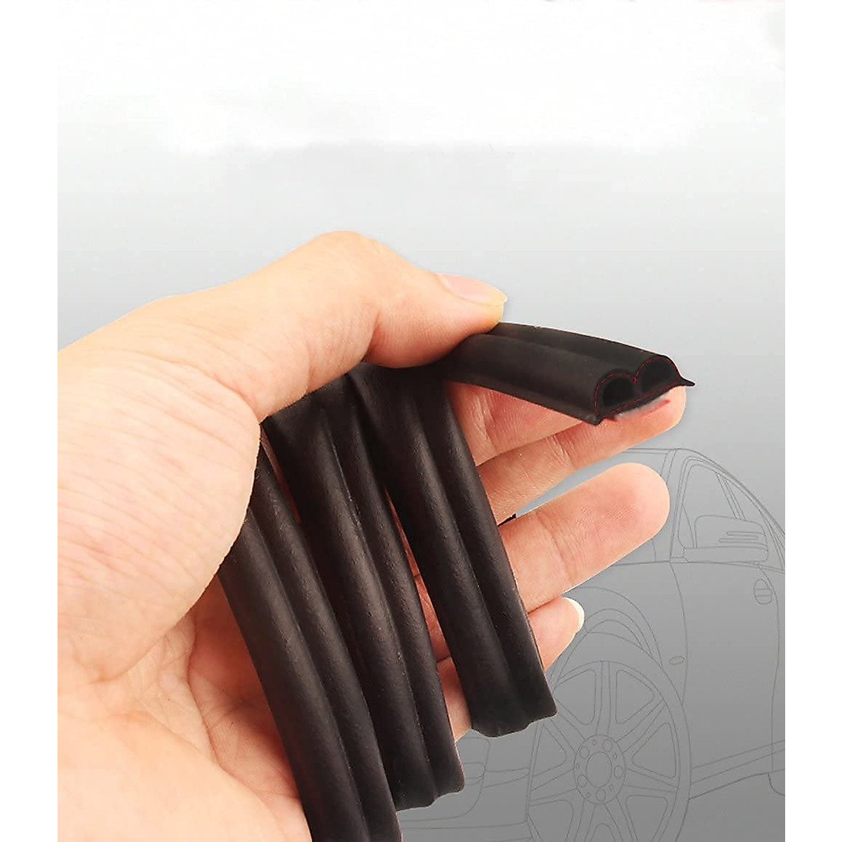 33Feet Long Universal Self Adhesive Auto Rubber Weather Draft Seal Strip 51/100 Inch Wide X 1/5 Inch Thick,Weatherstrip for Car Window and Door,Engine Cover (2 Rolls of 16.5 Ft Long)