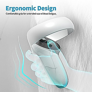 Battery Covers for Oculus Quest 2 Controller, TanReginal Ergonomic Design Covers for Meta Quest 2 Controller, Replacement Parts with Anti-slip Granule Texture, Premium PVC Material, 2 Joystick Caps