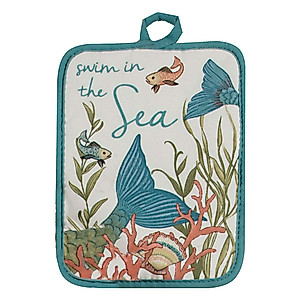 Kay Dee 4 Piece Kitchen Set - 2 Terry Towels, Oven Mitt, Potholder (Mermaid)