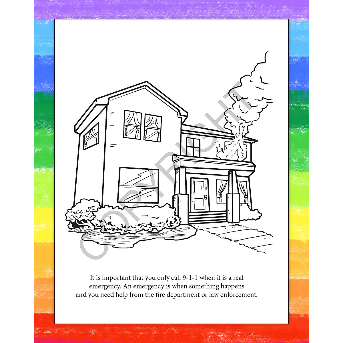 ZOCO - Emergency and Learn about 911 - Educational Coloring Books (50 Bulk Pack, With Crayons) - Police Handouts for Kids - Community Relations - Games, Puzzles, Activities