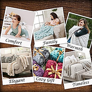 Chanasya Faux Fur Ombre Throw Blanket - Super Soft, Lightweight Minky Blanket with Fuzzy Sherpa Side - 50" x 65” - Brown