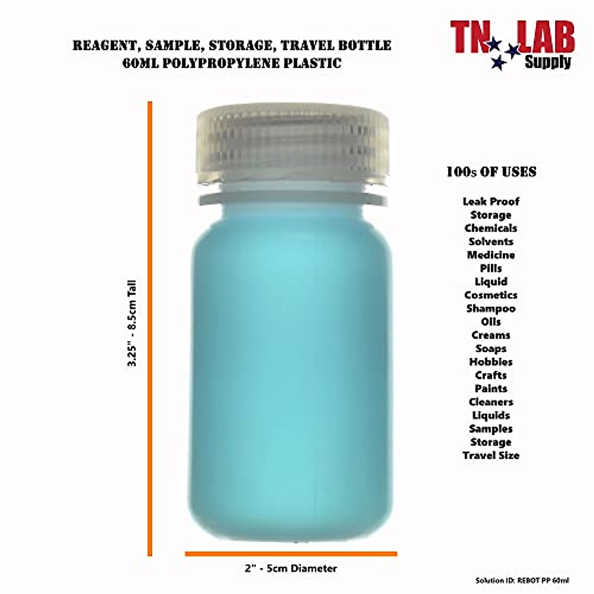 TN LAB Reagent Storage Sample Polypropylene Bottles 60ml (12)