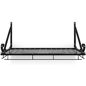 Sorbus Pots and Pan Rack — Decorative Wall Mounted Storage Hanging Rack — Multipurpose Wrought-Iron shelf Organizer for Kitchen Cookware, Utensils, Pans, Books, Bathroom (Wall Rack - Black)