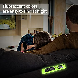TOLUOHU [2PCS] Protective Case Cover for VIZIO XRT140 Smart TV Remote Control,Anti-Slip Shockproof Silicone Remote Case Holder for XRT140 LED HD TV Remote with Lanyard (Glow Blue+Glow Green)