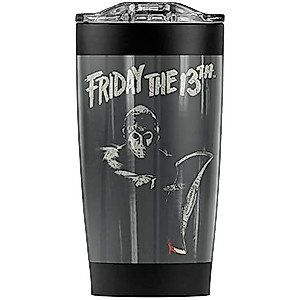 Logovision Friday the 13th Jason Ax Stainless Steel Tumbler 20 oz Coffee Travel Mug/Cup, Vacuum Insulated & Double Wall with Leakproof Sliding Lid | Great for Hot Drinks and Cold Beverages