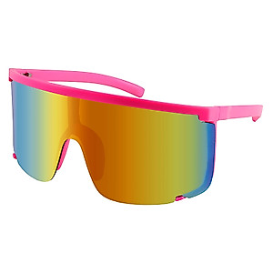 Karsaer Vision Shield Sunglasses for Men Women Oversized Neon 80s 90s Visor Shades Sports Style Outdoor Cycling Ski