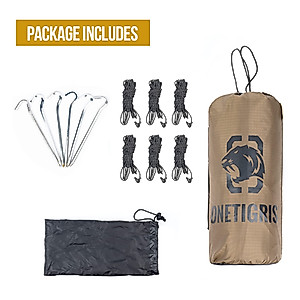 OneTigris BULWARK Camping Tarp, 100% Waterproof Bushcraft Shelter, Lightweight Hammock Rain Fly Portable Anti UV Large 12.8ft x 9.5ft