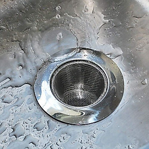 2pcs Kitchen Sink Strainer,Stainless Steel Drain Filter Strainer with Lid,4.45" Large Wide Rim Anti Clogging Mesh Drain Strainer,Drain Cove r for Most Bathroom Kitchen Sinks Drain