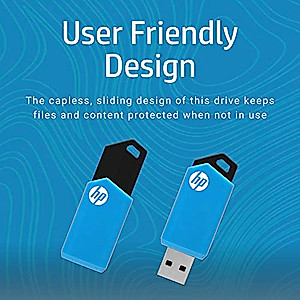 HP 32GB v150w USB 2.0 Flash Drive, Blue