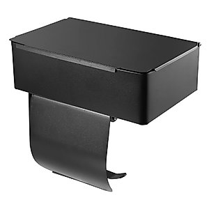 VOCOSTE Toilet Paper Holder, Bathroom Toilet Roll Tissue Holder Wall Mount for Kitchen Bathroom with Shelf, Black