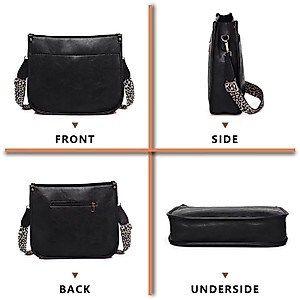 AUYOCO Vegan Leather Crossbody Bags for Women, Crossbody Purse with 2 Guitar Straps Zipped Pockets Handbag Shoulder Bag