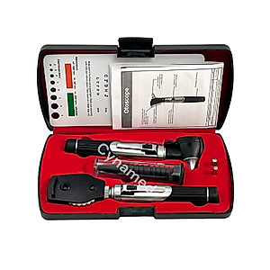 New Premium High Grade Home Use Student Otoscope Set Fiber Optic Digital Bright Led Ear Light Design 4X Magnification with Storage Washable Speculum Tips for Children Adults and Pets Cynamed