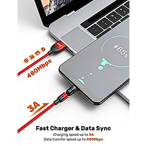 Fast Charging Magnetic Charging Cable(5Pack-1.6ft/3.3ft/6.6ft/6.6ft/6.6ft), AUFU Magnetic Charger Cable USB C Magnetic Fast Charger 3A Fast Charging Data Transfer Magnetic Cable for Micro USB Type C
