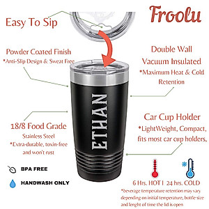 Froolu Personalized Tumblers Customized with Names - Travel Mug Gifts for Mom - Cute Mama Bear, Deer, Dragon Designs - Custom Coffee Cups Mother's Day, Christmas, Birthday Gift for Momma - Engraved
