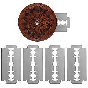 LNQ LUNIQI 1Pcs Round Bread Lame Cutter Wooden Bread Lame Dough Scoring Knife Dough Making Slasher Tools with 5 Blades for Home Kitchen Bread Baking Homemade (Style 1)