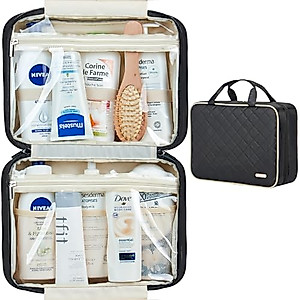 FINDCOZY Toiletry Bag Travel Bag with Hanging Hook, Cosmetic Bag, Travel Makeup Organizer for Women, Black