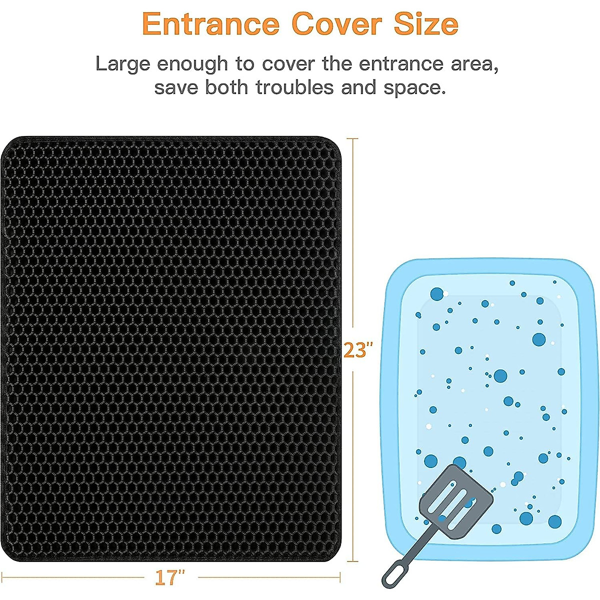 Conlun Cat Litter Mat Cat Litter Trapping Mat, Honeycomb Double Layer Design, Urine and Water Proof Material, Scatter Control, Less Waste，Easier to Clean,Washable
